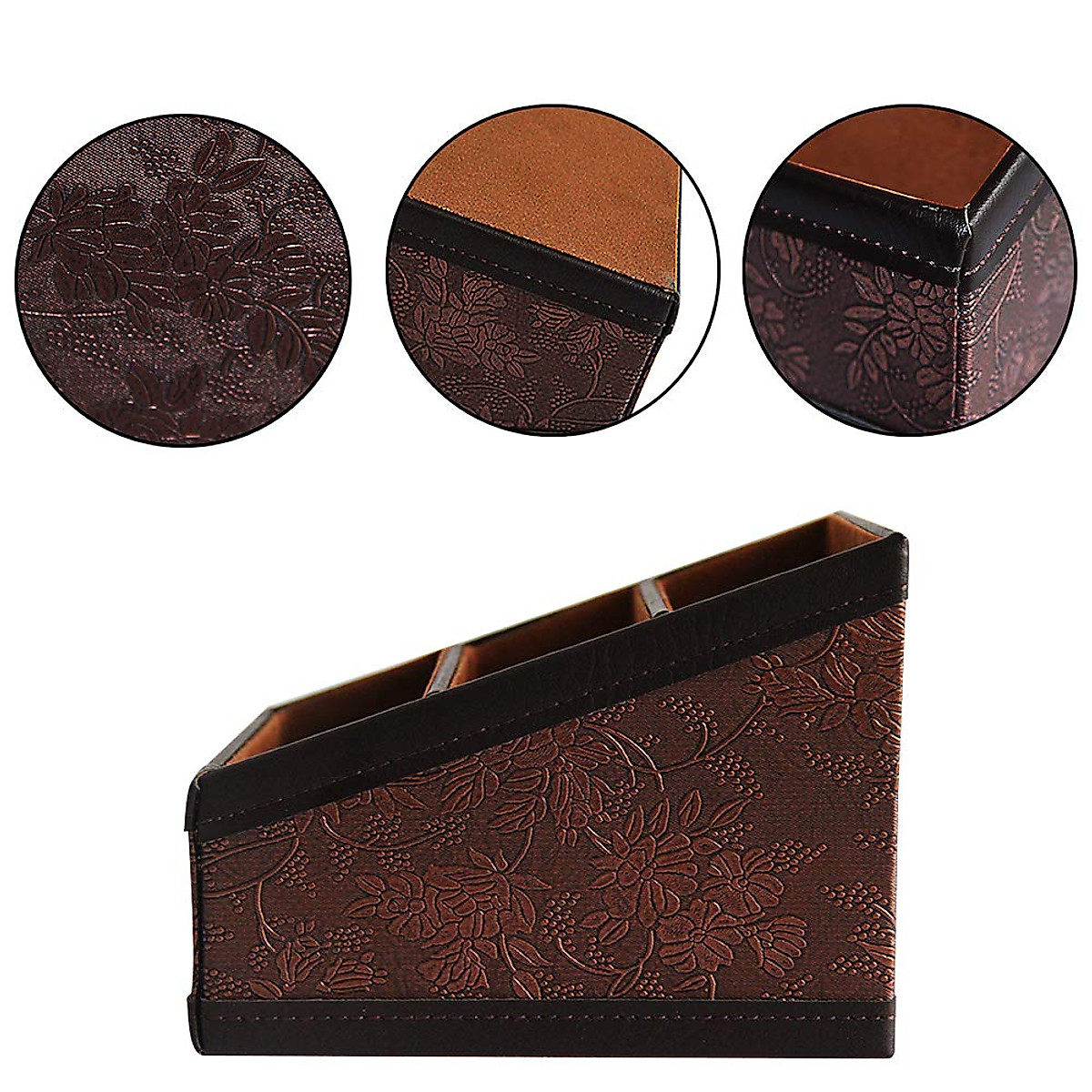 Daixers PU Leather Remote Control Holder Storage Container for TV Remote Phone Caddy Eyeglasses