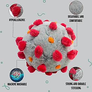 COVID-19 Educational Super Soft Microbe Plush - 10'' Inch Size - Novelty Plushy Toy - SARS-CoV-2 Molecule Stuffed Animal, Gray