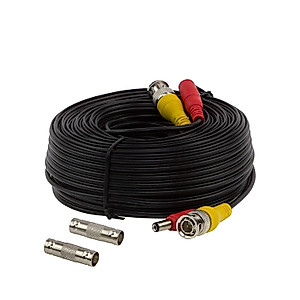 100ft Pre-Made All-in-One BNC Video and Power Cable with Connector for Surveillance CCTV Security Camera Video System - Black