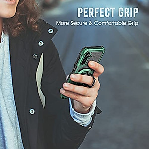 for Samsung Galaxy A13 5G / 4G Case: with Tempered Screen Protector & Built in 360° Adjustable Ring Kickstand Shockproof Protection TPU Bumper Armor Design Phone Cover for Samsung Galaxy A13 - Green