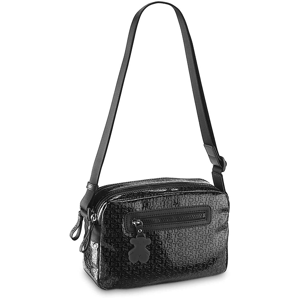 TOUS Waterproof Vinyl Combined with Patent Leather Effect Crossbody Bag for Women, 16x23x7.5 cm, Lindsay Collection