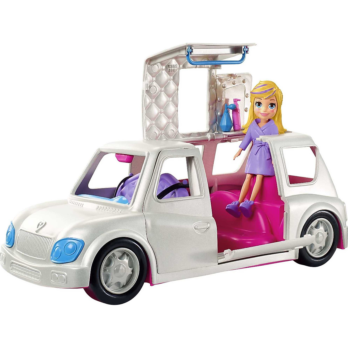 Polly Pocket Vehicle Toy with 3-inch Doll & 14 Fashion Accessories, Arrive In Style Limo Playset