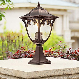 Lights Outdoor Waterproof Moistureproof Column Post Light Rustic European Outdoor Waterproof Post Pole Lamp Lawn Lantern Aluminum Glass IP65 Rainproof Patio Landscape Street Light Garden Villa Courtya