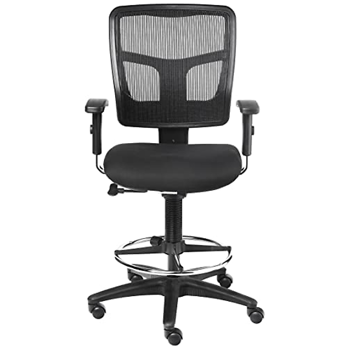 Lorell Ratchet Mesh Mid-Back Stool Chair 2.6" Height X 75.8" Width X 27.3" Length Black