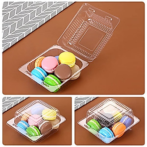 100 Pcs Clear Plastic Square Hinged Food Container,Disposable Clamshell Dessert Container with Lid for Fruit,Salad,Sandwiches,cupcake(5x4.7x2.8 in)