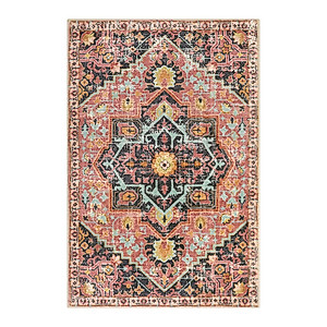 Lahome Washable Hot Pink Kitchen Rugs 2x3 Small Entryway Rug, Bathroom Rugs Non Slip, Bohemian Floral Soft Rubber Backing Low-Pile Indoor Printed Throw Floor Carpet for Bedside Laundry Door