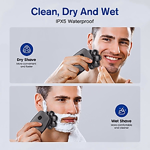 Mr.wintek 8D Head Shaver for Bald Men, 5-in-1 Head Electric Razor with Nose Hair Trimmer, IPX6 Waterproof Wet/Dry Mens Grooming Kit, Anti-Pinch, LED Display, USB Rechargeable