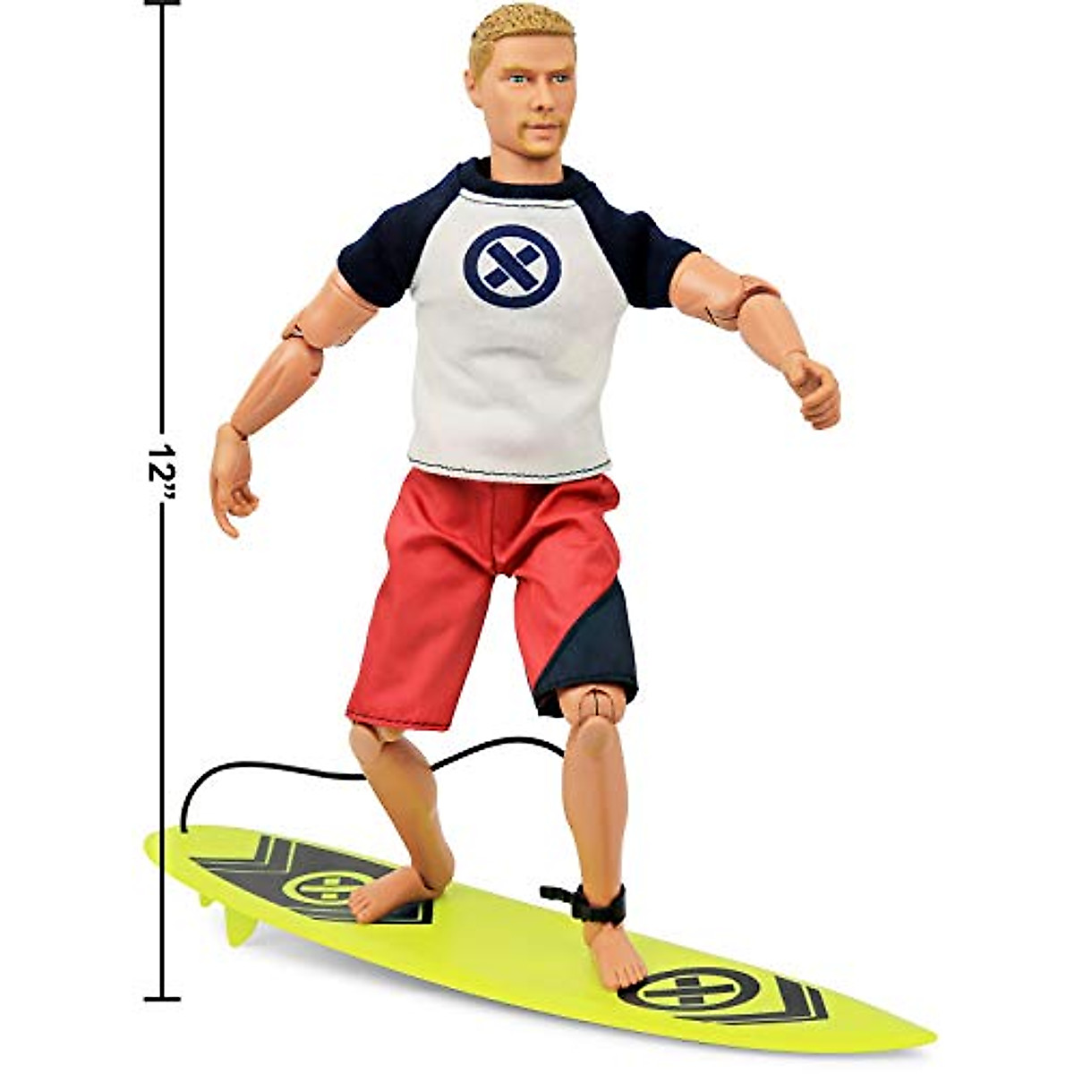 Click N' Play Sports & Adventure Surfer 12" Action Figure Play Set with Accessories,Brown/a