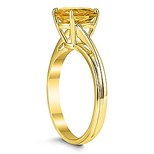 Solitaire Oval 8X6MM Citrine Gemstone Twist Ring in 10K Yellow Gold