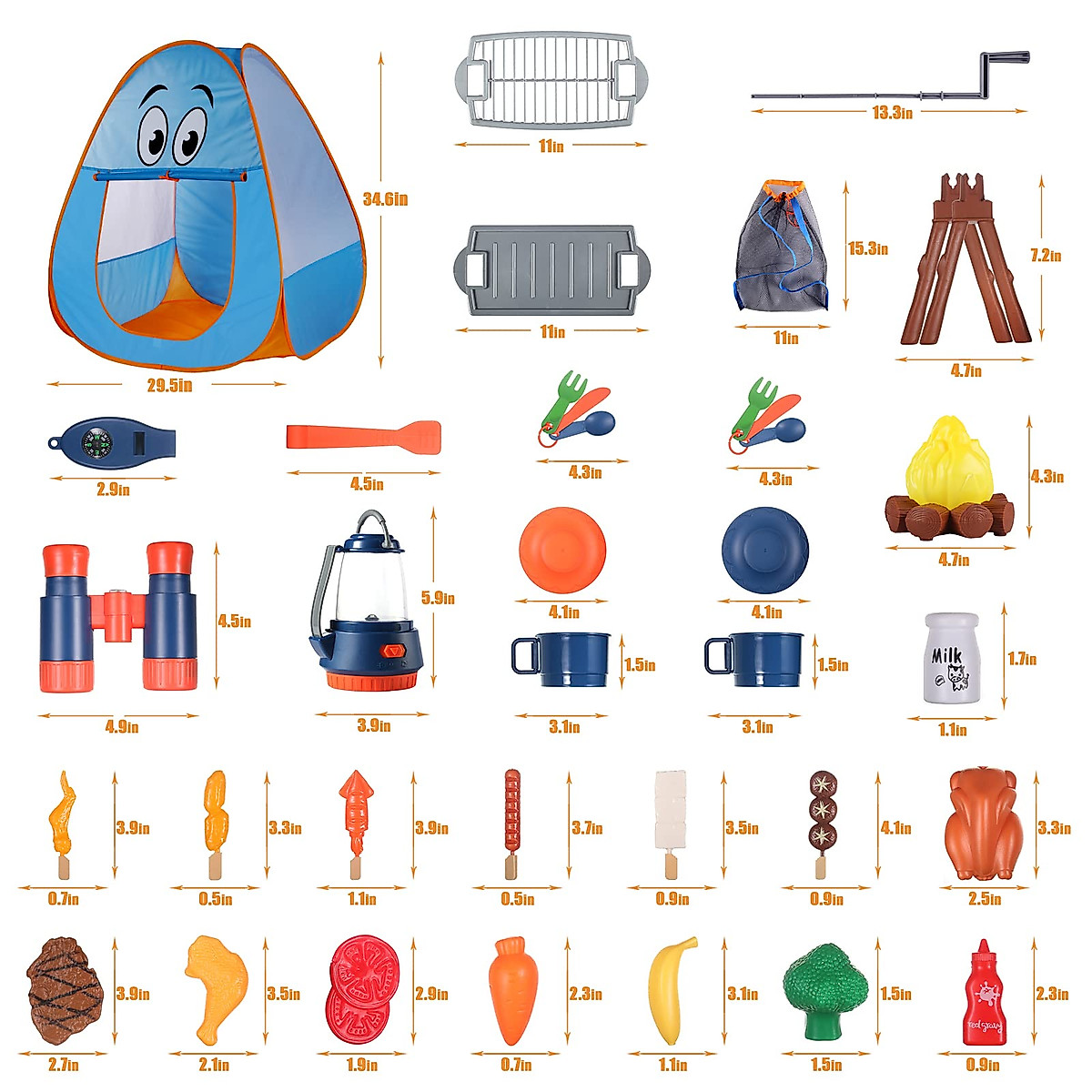Kids Camping Set with Tent for 2 Toddlers-Kids Camping Toys for Kids 3-5 with Pop up Play Tent-Indoor Outdoor Pretend Camping Toys