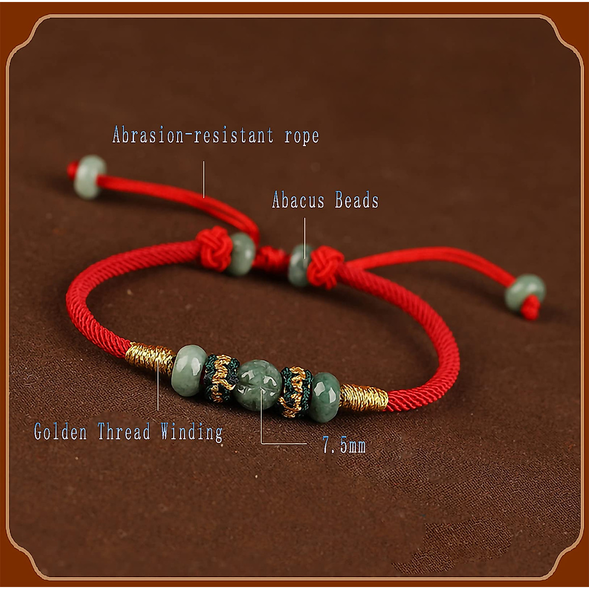 Xgimas Beads Bracelet for Women Men, Adjustable Hand-Woven Cord Lucky Jade Beaded Friendship Protection Red String Bracelets for Friends Gifts