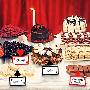 Cinnvoice 48 Pcs Casino Party Table Place Cards Casino Night Decorations Las Vegas Playing Card Seating Name Place Cards Food Tent Cards Party Supplies for Casino Game Themed Birthday Party