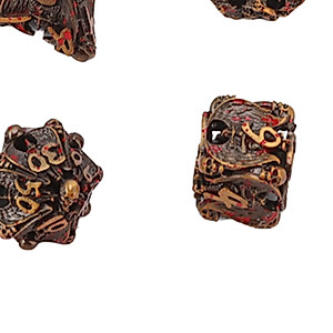 Keenso 7pcs Metal Hollow Dice,Fine Copper Skeleton Polyhedral Metal Dice for Role Playing Board Games