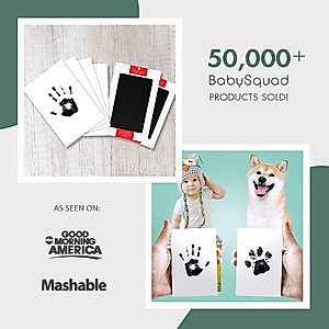 BabySquad Baby Inkpad 2 Pack - 5 x 3.5 INCHES (Baby Size) - Non-Toxic, Baby Safe, Newborn Baby Handprint or Footprint No-Mess Ink Pad, Black