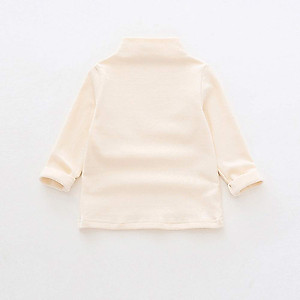 MODNTOGA Toddler Turtleneck Baby Girl Boy Long Sleeve Shirt Solid Color Mock Neck Shirt Knitwear Blouse Fall Winter Clothes (Cream-Coloured, 80(12-18Months))