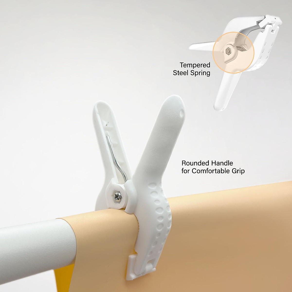 LimoStudio 8 PCS White Adjustable Heavy Duty Clip for Muslin/Paper Photo Backdrop Background Clamps, 4.5 inch with Camera Adapter Clamps, AGG3356