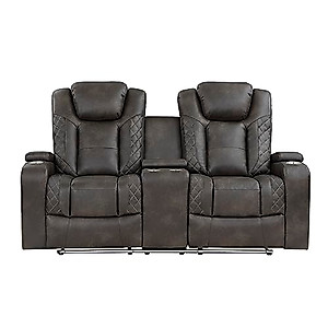 Lexicon 72" Power Reclining Sleeper Sofa Couch with USB Ports, Home Theater Power Reclining Loveseat with Cup Holders, Power Recliner Couch for Living Room, Bedroom, Office, Apartment, Brownish Gray