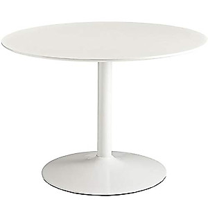 Modway Rostrum Modern 44" Round Top Pedestal Kitchen and Dining Room Table in White