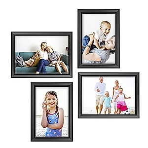 LaVie Home 4x6 & 5x7 Picture Frames (4 Pack, Black) Simple Designed Photo Frame with High Definition Glass for Wall Mount & Table Top Display, Set of 4 Classic Collection