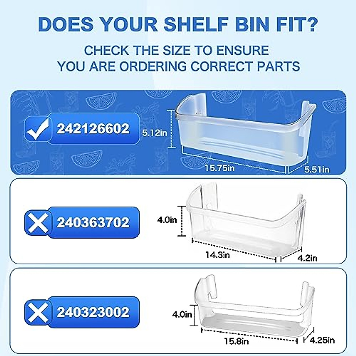 240356402 Refrigerator Door Bin and 242126602 Door Shelf Replacement Compatible with Frigidaire FFSS2615TE3 FFSS2615TE0 LFSS2612TE0 FFSS2615TS2 LFSS2612TF0 FFSS2615TS0,Replace Fridge Gallery (4 PCS)