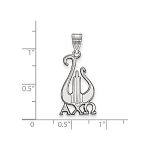 LogoArt Sterling Silver Alpha Chi Omega Medium Pendant Chain Included
