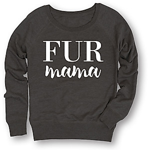 Instant Message - Fur Mama-Ladies Lightweight French Terry Pullover - Size Medium Heather Charcoal