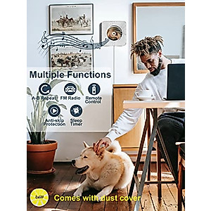 Wall Mountable CD Player - Homlab Bluetooth Desktop CD Player with Speakers, Dust Cover, FM Radio, Anti-Skip Protection, Portable Music Player Home Audio Boombox with LCD Display, Remote, Aux Input