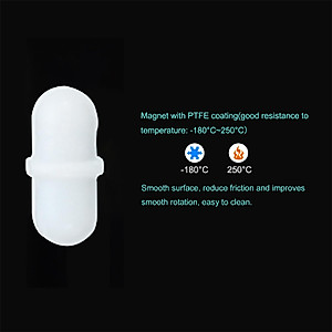 MECCANIXITY Magnetic Stirrer Mixer Stir Bar Rod 10mm/0.39" Cylinder Shape PTFE Coating Magnet White for Laboratory 10Pcs