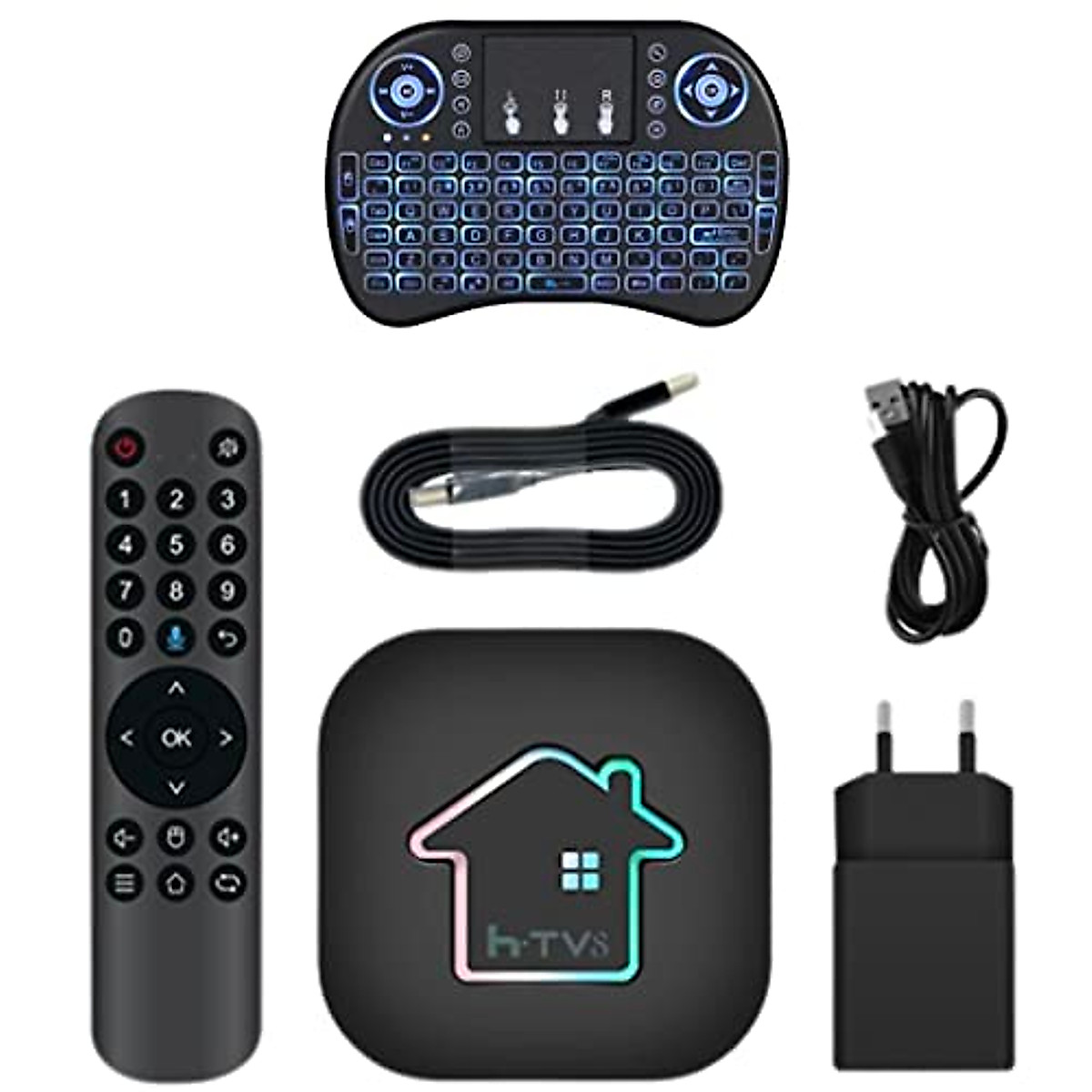 2022 HTV8 Box Brazil H8, HTV 7 Brazil Brazilian TV Box - 2GB RAM +16GB | 2.4GHz/ 5GHz WiFi 4K UHD Bluetooth 4.2 | Extra Backlit Mini Keyboard