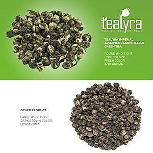 Tealyra - Imperial Jasmine Dragon Pearls - 4-Ounce - Green Tea Loose Leaf - Premium Jasmine Green Tea with Pleasant Aroma - Organically Grown - 113 Gram
