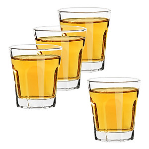 D&Z Shot Glasses, 1.5 Ounces (45 ml), Round Mouth and Octagon Base (4 Pcs)