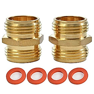 2 Pack 3/4 Inch Brass Garden Hose Adapter Male to Male Quick Connector