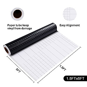 HTVRONT Black Carbon Fiber Vinyl Wrap, 1.5FT x 5FT 3D Carbon Fiber Wrap for Cars, Matte Black Automotive Vinyl Wraps