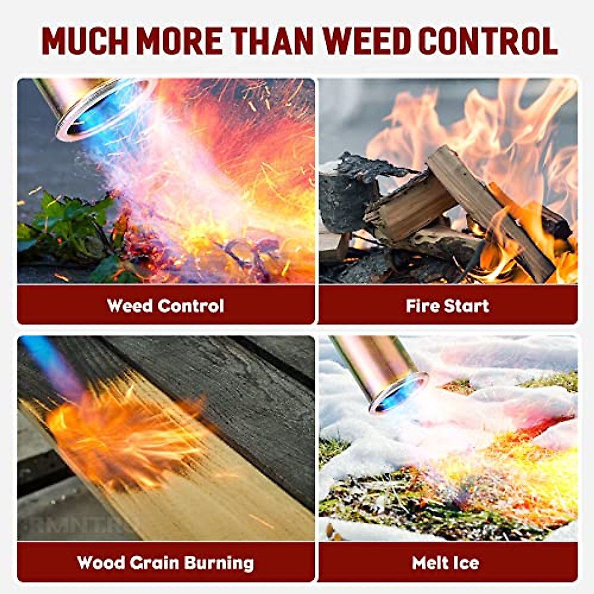 Propane Torch Weed, Seesii 500,000BTU Heavy Duty Burner Torch with 2 Electronic Igniters, Weed Burner with Control Valve and 9.8FT Hose for Garden Roofing BBQ lighter Snow Melting, Wrenches and Gloves