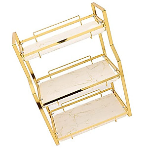 Bathroom Standing Rack, Corner Bathroom Shelf Strong Load Bearing Capacity Stable White and Gold for Kitchen(3 Tier)