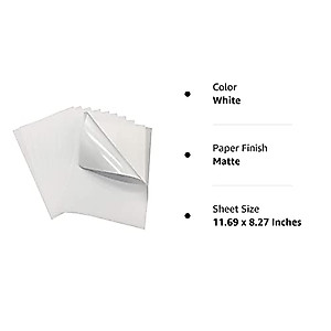 E-Printing Pack of 100 Sheets-High Sticky Printable Matte Self Adhesive Full Sheet A4 Sticker Paper/Label for Inkjet & Laser Printers