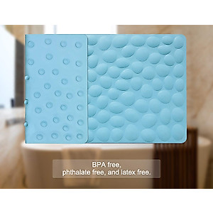 Non-Slip Bathtub Mat OTHWAY Soft Rubber Bathroom Bathmat with Strong Suction Cups (Lake Blue)