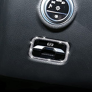 HAILWH Bling Rhinestones Applique Cover Accessories Fit for Mercedes Benz 2022 2023 C Class W206 Bling Accessories (Parking Button Frame)