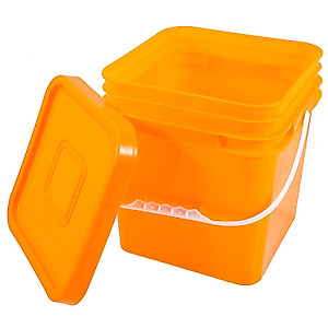 LUOZZY Large Laundry Detergent Storage Box Farmhouse Laundry Powder Container Square Washing Powder Bucket (10L Orange)