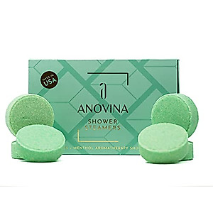 Anovina 6XL Shower Steamers Eucalyptus and Menthol - Made in USA - Aormatherapy Shower Steamers, Relaxation Bath Gifts for Women and Men, Eucalyptus for Shower, Shower Bombs Aromatherapy