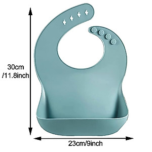 6pcs Baby Weaning Supplies, Silicone Baby Feeding Set, Suction Cup Divider with Suction Cup Adjustable Bib Soft Spoon Fork, Baby Self-Feeder Toddler Dinnerware Cutlery 6pack (Blue)