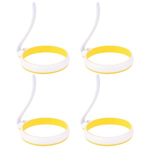 PRETYZOOM 4pcs Silicone Egg Ring, 5 Inches Profession Egg Ring Set, Nonstick Egg Rings With Handle Fried Egg Ring for Omelette, Pancake, Kitchen Cooking Tool