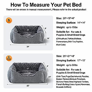 SHU UFANRO Small Dog Bed for Small Size Dogs, Washable Rectangle Durable Puppy Bed, Orthopedic Dog Sofa Bed, Soft Breathable Sleeping Pet Cuddler Beds for Indoor with Anti-Slip Bottom, Grey