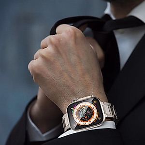 [ Looks Like Ultra Protector Case ] CHANCHY 2 in 1 Waterproof Case for Apple Watch Case 44mm with Screen Protector, Front & Back Full Protective Bumper Face Cover for Men Women, 44mm, Titanium