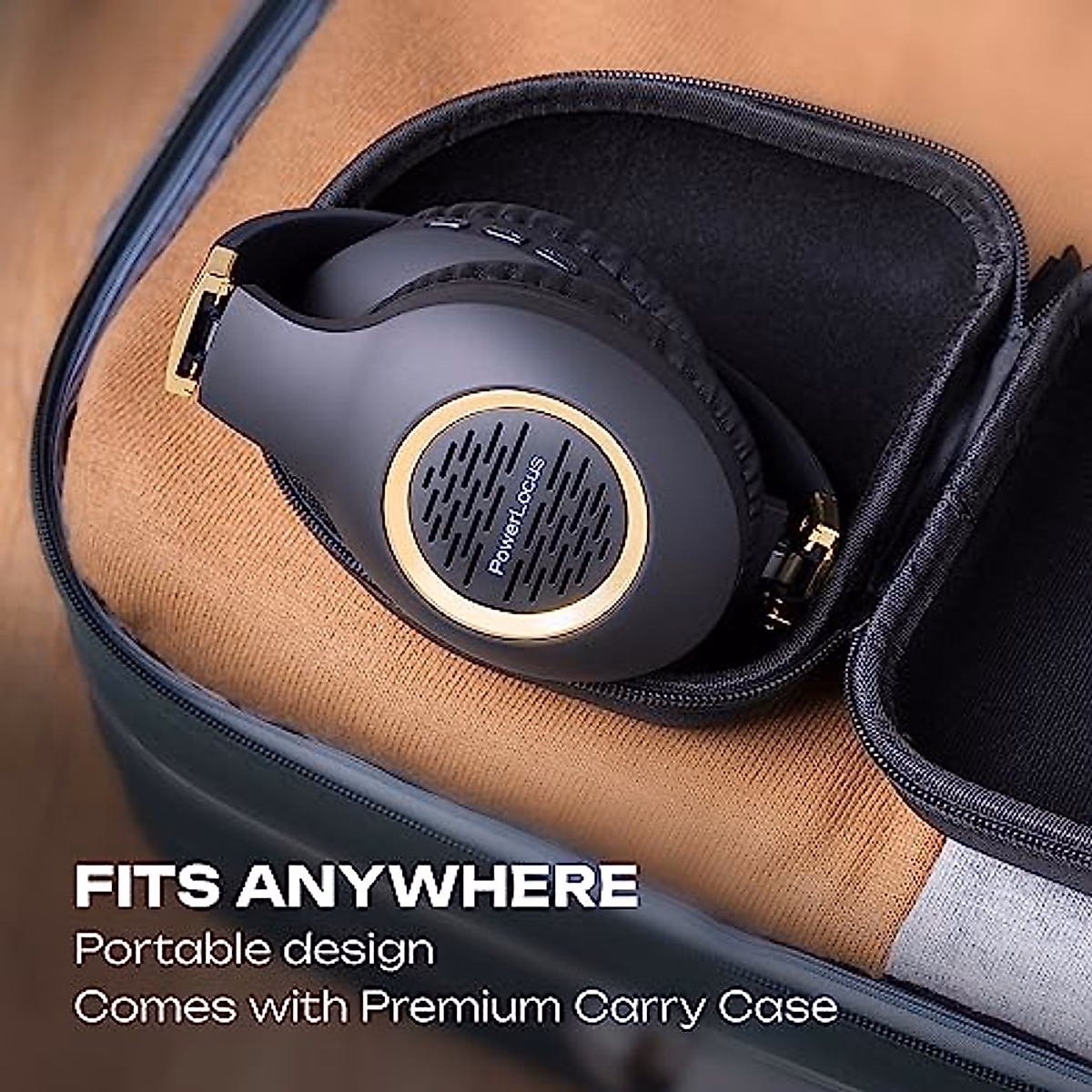 Bluetooth Headphones Over-Ear, PowerLocus Wireless Headphones, Hi-Fi Stereo Deep Bass, Soft Earmuffs Foldable Headphone with Built-in Microphone, Wireless and Wired Headset for Cell Phones,Tablets, PC