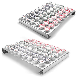 Polar Whale 2 Brushed Stainless Steel Coffee Pod Organizer Storage Tray Counter Stand or Wall Mount Compatible with Keurig K-Cup KCup for Kitchen Home Office Waterproof 19 x 14.5 Inches Each Holds 48