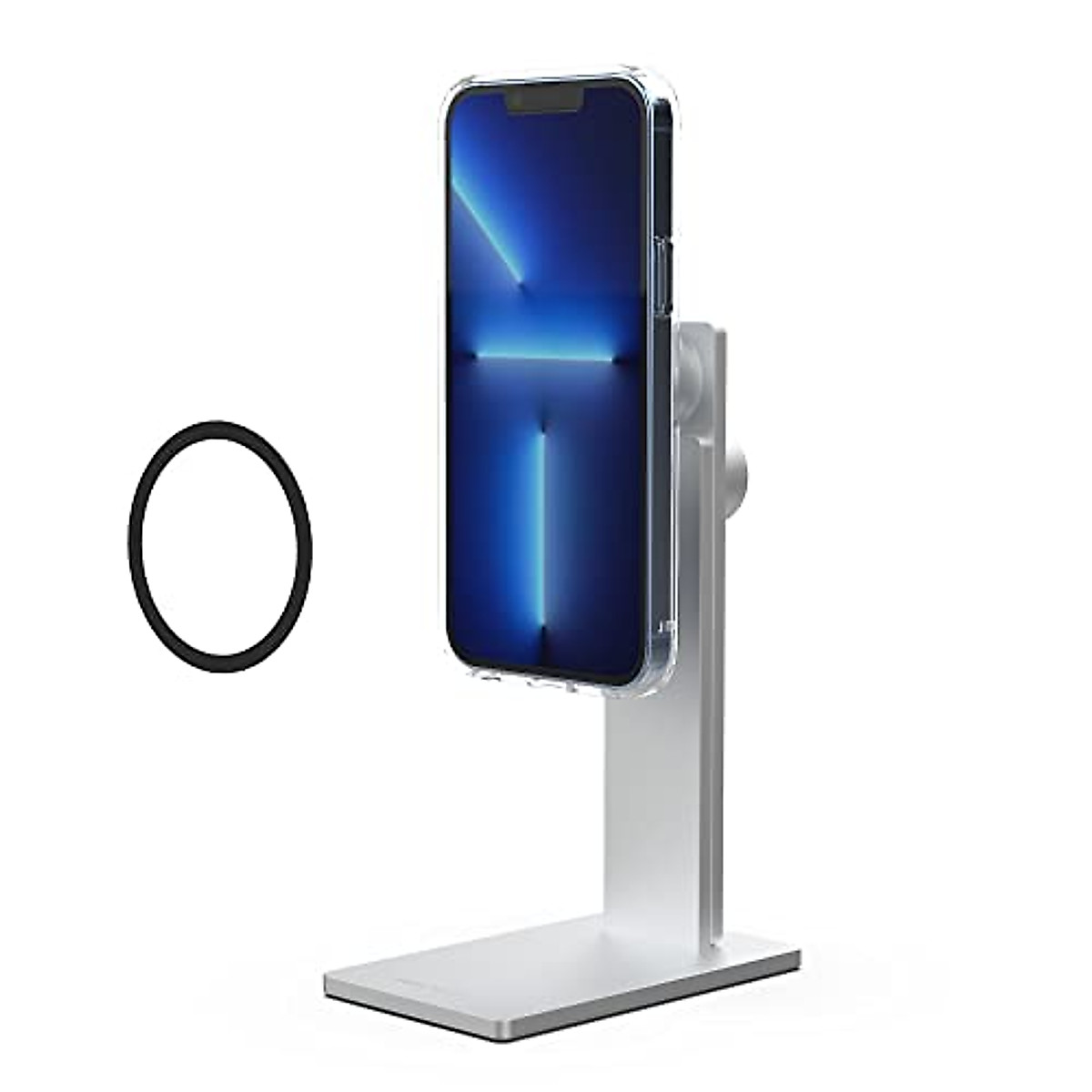 AluDisc Pro 360°-Directional Magnetic Aluminum Desk Phone Stand Tilt Swivel Rotate Angle Adjust Height 12" for All iPhone 15/14/13/12 Samsung Galaxy Note All Smartphones and Nintendo Switch (ST-520SI)