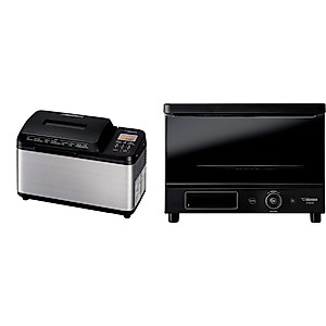 Zojirushi BB-PDC20BA Home Bakery Virtuoso Plus Breadmaker, 2 lb. loaf of bread, Stainless Steel/Black & ET-ZLC30 Micom Toaster Oven, Black