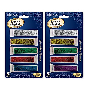 BAZIC 6g / 0.21 Oz. 5 Primary Color Glitter Shaker (3441-12)