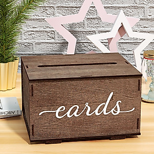 JackMa Easy DIY Assembling Rustic Wooden Card Box for Wedding Gifts & Greeting Cards, Bridal Shower, Baby shower Graduation Party, Gift Card Holder with Lid and Slot